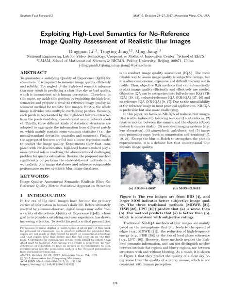 Pdf Exploiting High Level Semantics For No Reference Image Quality
