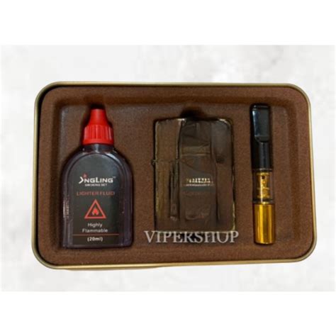 Jual Paket Set Minyak 3 In 1 Korek Api Minyak Model Kantai Gold Motif