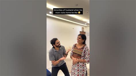 Husband atrocities when his mom visits home 🤣 #shorts #sujimummu #trending #youtubeshorts # ...