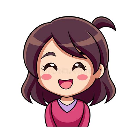Cute Chibi Girl Smiling Adorable Anime Character Illustration For Digital Content Stock Vector