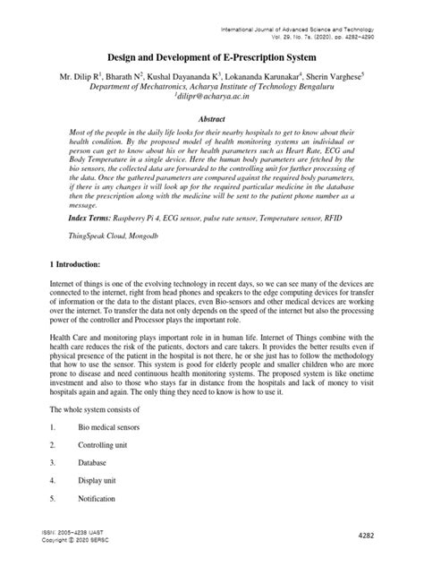 Design And Development Of E Prescription System Pdf Monitoring Medicine Wireless Sensor
