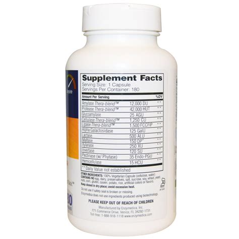 Enzymedica Digest Complete Enzyme Formula 180 Capsules Iherb
