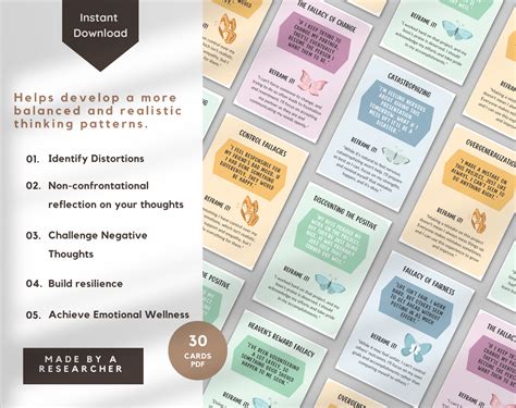 Cognitive Restructuring Cognitive Behaviour Therapy Printable Cards