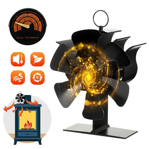 Buy 6 Blades Heat Powered Stove Fan Silent Motors Wood Burning Stove