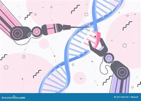 Robotic Hands Working With DNA Robot Making Experiment In Lab DNA Testing Genetic Engineering