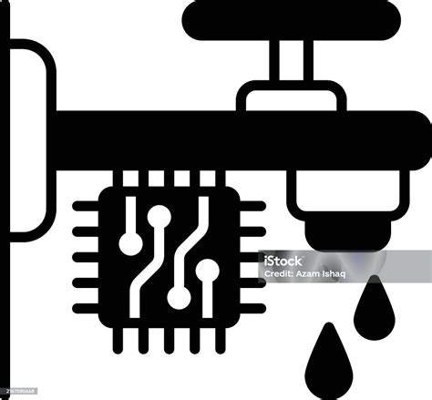 Ai 온도 및 흐름 제어 수도꼭지 벡터 디자인 인공 일반 지능 기호 자연어 처리 기호 기계 딥 러닝 그림 적외선 센서 수도꼭지 개념 기계 부분에 대한 스톡 벡터 아트 및