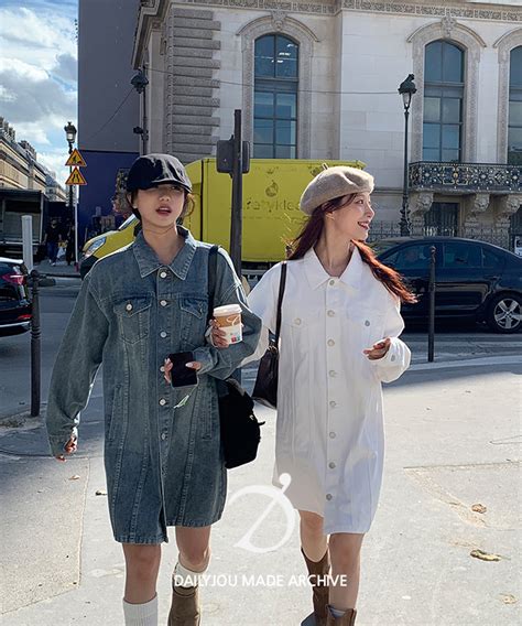 데일리쥬 Made 올리비에 데님 카라 원피스