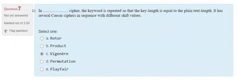 solved question 7 1 in cipher the keyword is