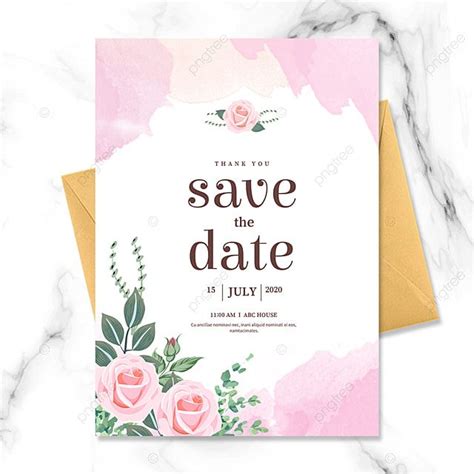 간단한 수채화 테두리 꽃 일러스트 청첩장 물감 템플릿 Psd 다운로드 디자인 자료 다운로드 Flower Wedding Invitation Wedding