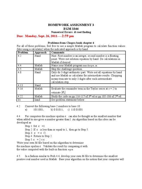 Due Monday Sept 26 2011 Pm Homework Assignment 3 Egm 3344 Pdf Theoretical Computer