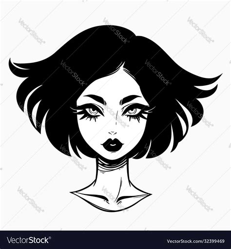 Portrait A Cute Gothic Girl Royalty Free Vector Image