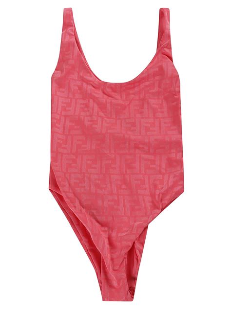 Fendi Logo Monogram Swimsuit In Red Lyst