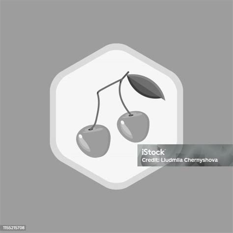 벡터 체리 아이콘입니다 흰색 바탕에 단색 그리기 농장 시장 엽서 포스터 직물에 대 한 로고를 개발 하기 위한 간단한 템플릿입니다 0명에 대한 스톡 벡터 아트 및 기타 이미지