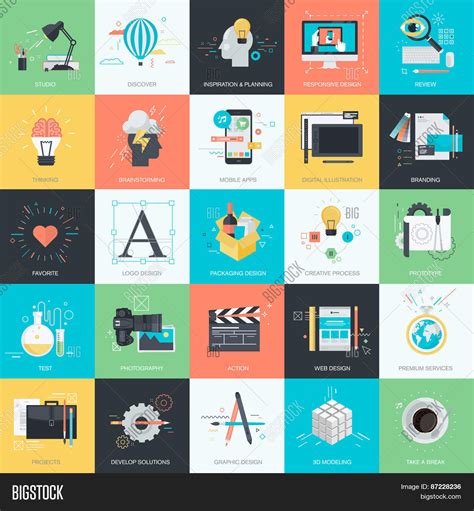 Set Flat Design Style Vector And Photo Free Trial Bigstock