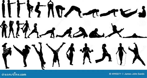32 Exercise Silhouettes Stock Vector Illustration Of Energy 4995071