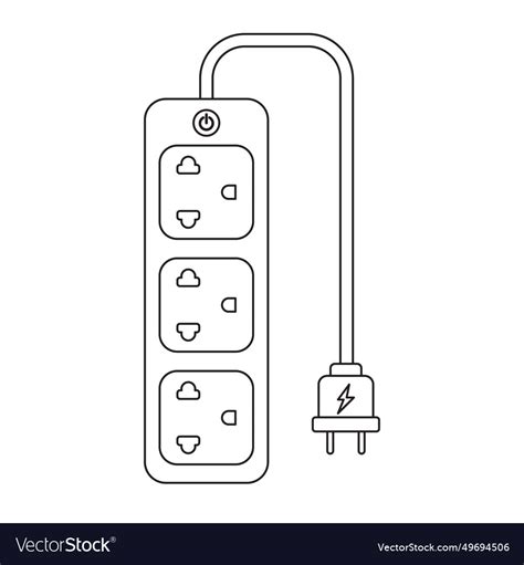 Extension Socket Outline On White Royalty Free Vector Image