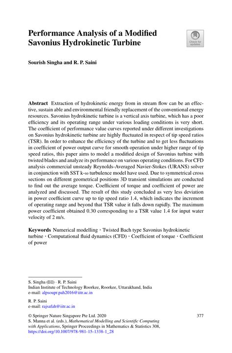 Pdf Performance Analysis Of A Modified Savonius Hydrokinetic Turbine