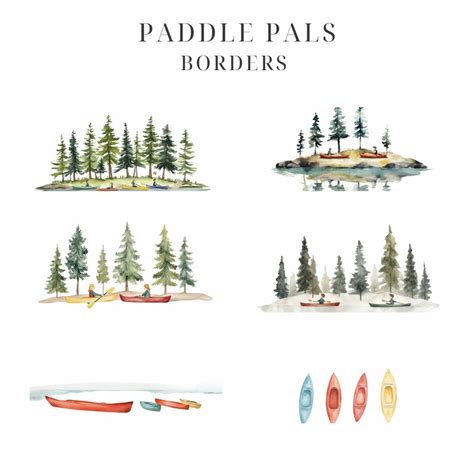 Kayak Clipart Set Watercolor Paddle Pals Nursery Decor Png Files Etsy