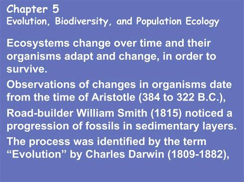 Ppt Chapter 5 Evolution Biodiversity And Population Ecology