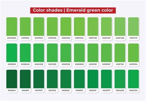 Green Color Shades With Rgb Hex For Textile Fashion Design Paint 15806674 Vector Art At Vecteezy