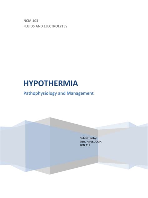 Pathophysiology Of Hypothermia Hypothermia Medical Specialties