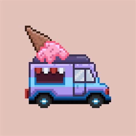 Premium Vector Pixelated Ice Cream Truck Pixel Art Design Illustration