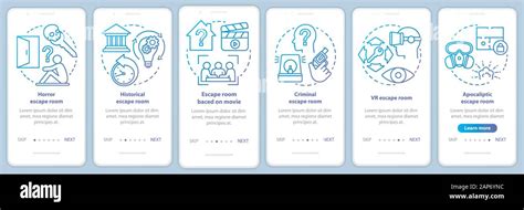 Escape Room Types Blue Gradient Onboarding Mobile App Page Screen With