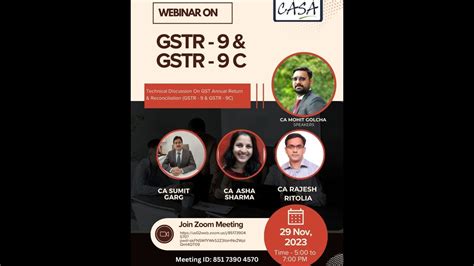 Gst Webinar On Gstr 9 And Gstr 9c Youtube