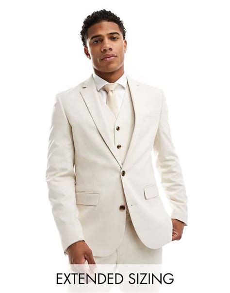 Asos Design Wedding Anzugjacke In Steinbeige Mit Engem Schnitt Und