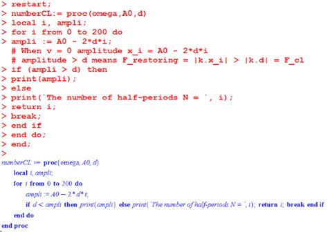 Maple Graph For Coulomb Damped Oscilation