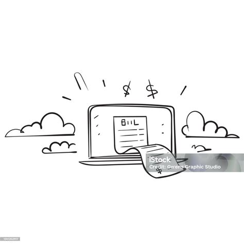 손으로 그린 낙서 전자 지불 청구서 영수증 일러스트 벡터 격리 Po에 대한 스톡 벡터 아트 및 기타 이미지 Po 개념 기호