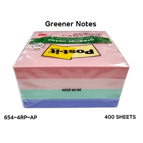 3m Post It Notes โพสต์ อิท โน้ต รุ่น 654 แพ็ค 3 เล่ม 4 เล่ม และ5 เล่ม กระดาษโน๊ตมีกาว Super