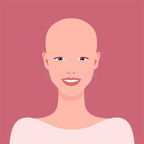 Beautiful Bald Girl Young Smiling Woman With Alopecia Stock