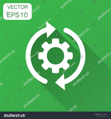 Workflow Process Icon Flat Style Gear Stock Vector Royalty Free