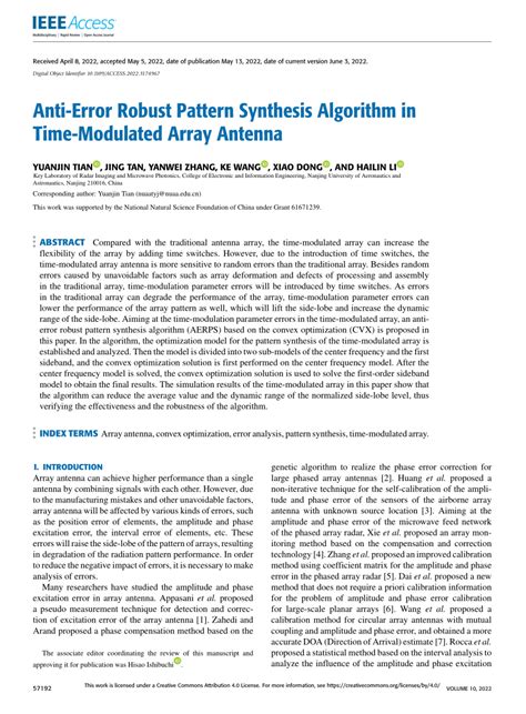Pdf Anti Error Robust Pattern Synthesis Algorithm In Time Modulated