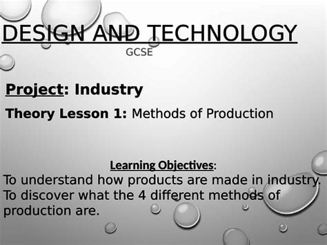 Methods Of Production Batch Mass And One Off Teaching Resources