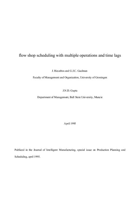 Pdf Flow Shop Scheduling With Multiple Operations And Time Lags