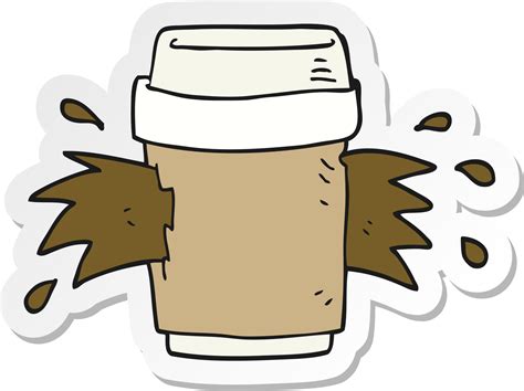 Sticker Of A Cartoon Exploding Coffee Cup 40304228 Png
