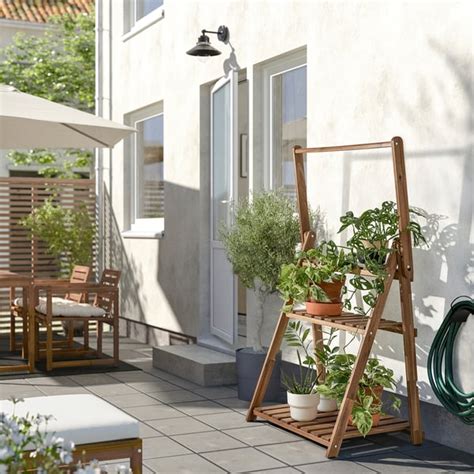 Mannaask Plant Stand With Hanger Indoor Outdoor Acacia 140 Cm Ikea