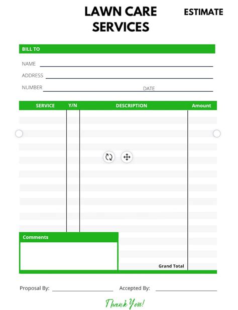 Lawn Care Invoice Template Printable Landscaping Invoice Template