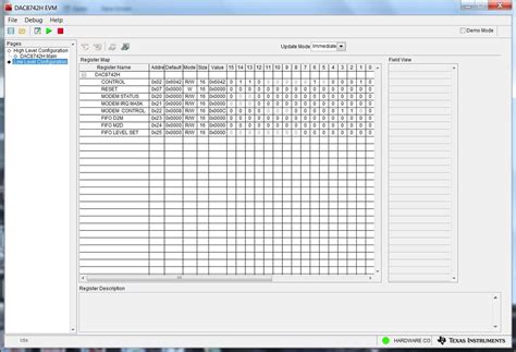 Dac8742hevm Readwrite The Low Level Configuration In Gui Data