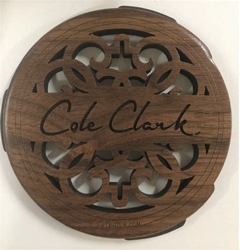 Lutehole Soundhole Cover Cole Clark Branded In Walnut For Fl Guitar