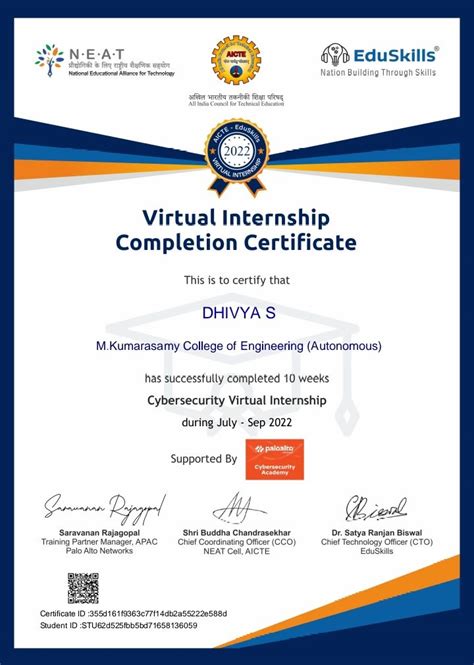 Dhivya S On Linkedin Cybersecurity Internship Aicteeduskills