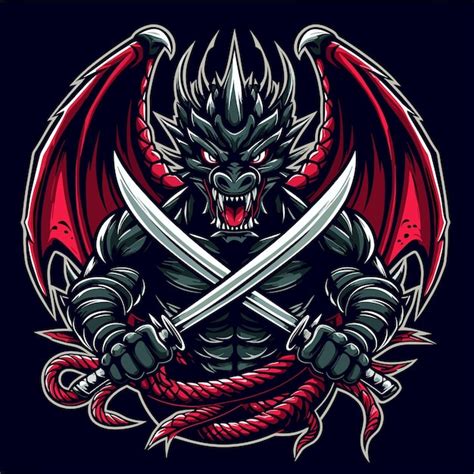 Premium Vector Vector Angry Dragon Ninja Assasin With Roar Face