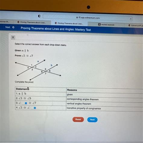 select the correct answer from each drop down menu given a b prove