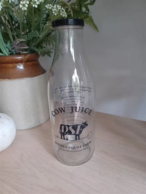 Diddly Squat Jeremy Clarkson Farm Shop Cow Juice 1l Glass Milk Bottle
