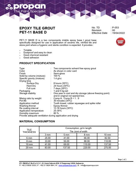 Technical Data Epoxy Tile Grout Pdf Epoxy Tile