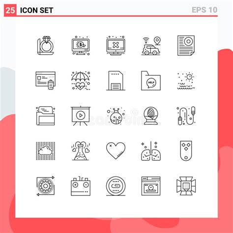 Line Pack Of 25 Universal Symbols Of Document Technology Computer