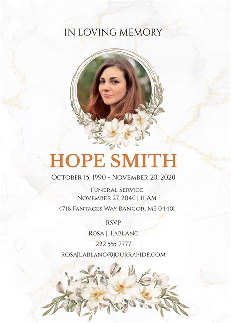 Free Blank Funeral Announcement Card Template To Edit Online