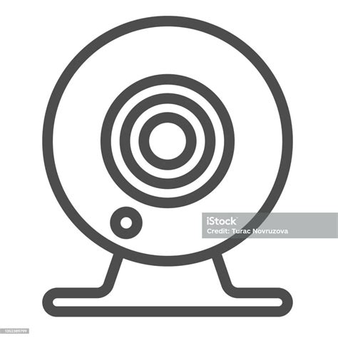 데스크톱 웹캠 디지털 카메라 Cctv 프론트 캠 라인 아이콘 Cctv 개념 흰색 배경에 웹 캠 벡터 기호 모바일 개념 및 웹